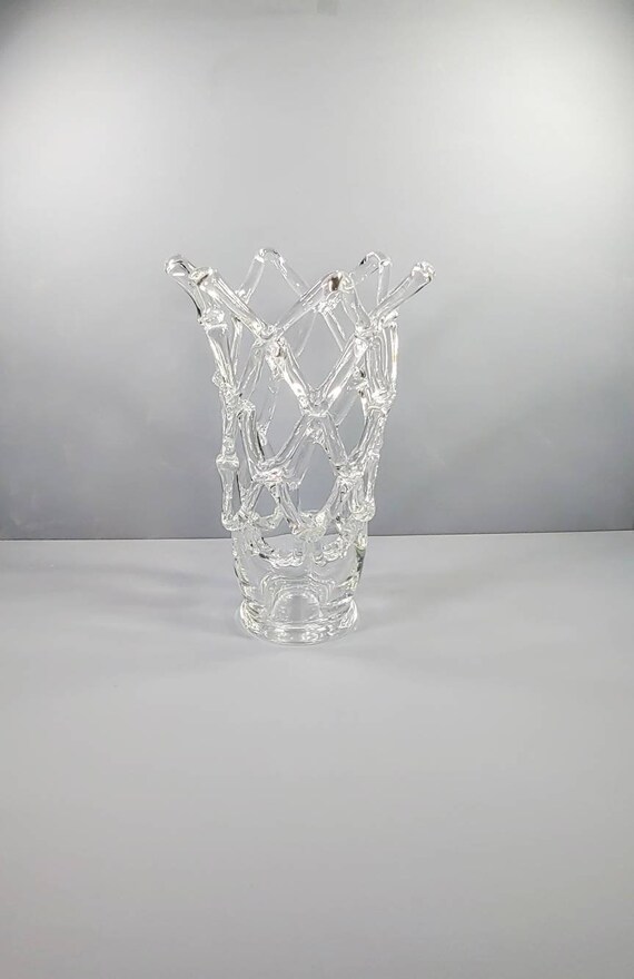 Vintage Italian Woven Lattice Glass Vase | Etsy