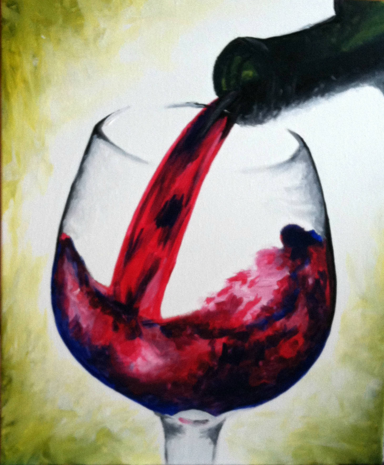 Red Wine Acrylic Canvas Painting - Etsy