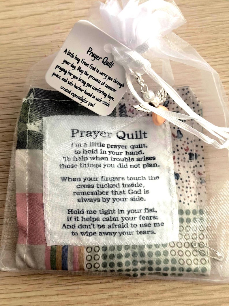 DIY Mini Prayer Quilt Kit: Wooden Cross, Angel Charm, Gift Bag - Etsy