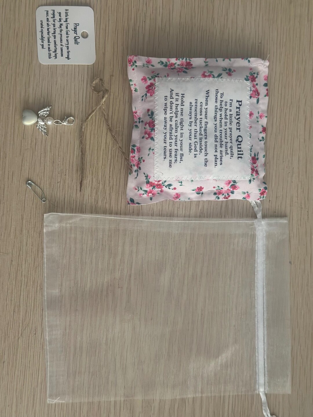 DIY Mini Prayer Quilt Kit: Wooden Cross, Angel Charm, Gift Bag - Etsy