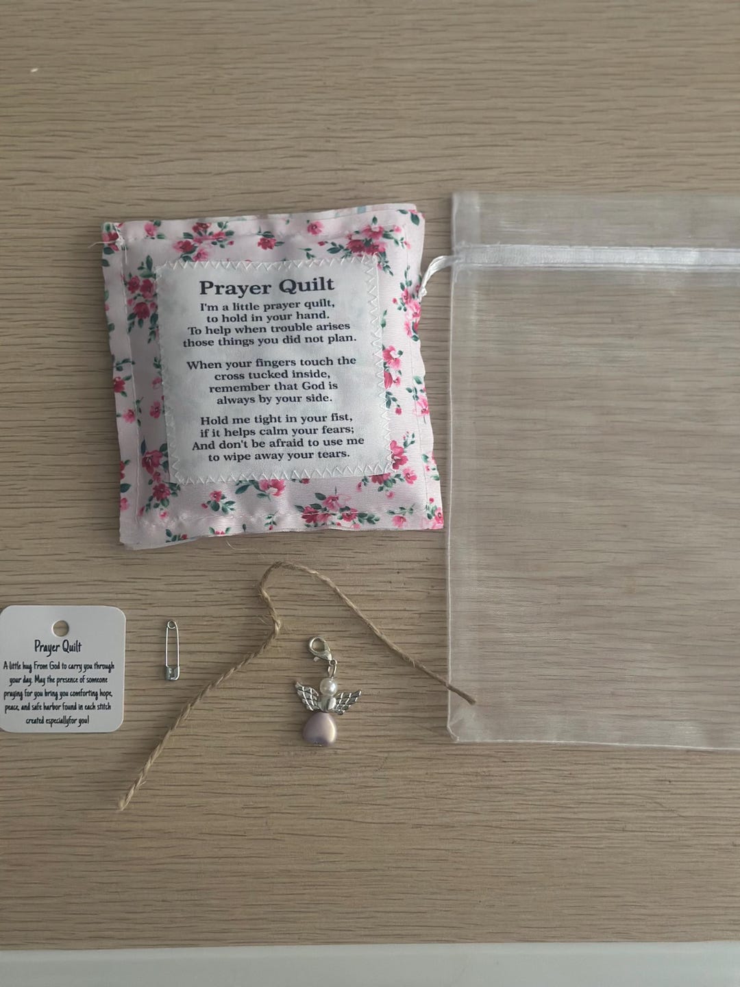 DIY Mini Prayer Quilt Kit: Wooden Cross, Angel Charm, Gift Bag - Etsy