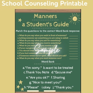 Manners Lesson Printable: School Counseling Guidance (PDF Download) - Etsy