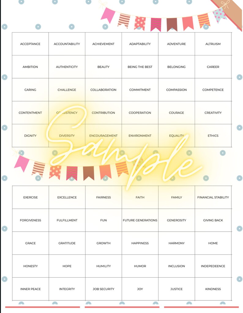 Value Grid Challenge Worksheet: Therapy Counseling Printable (PDF) - Etsy