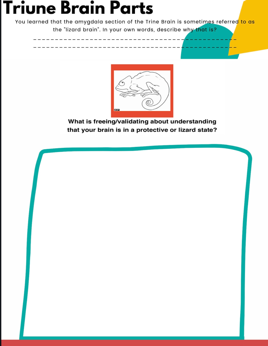 Brain Worksheet, Teaching the Brain Therapy Worksheet, Counseling ...