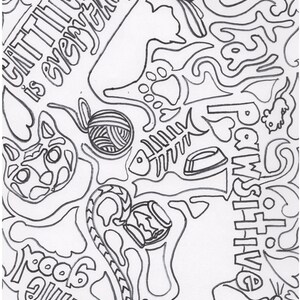 Adult Coloring Page, Kids Coloring Sheet, Cat Coloring Page ...