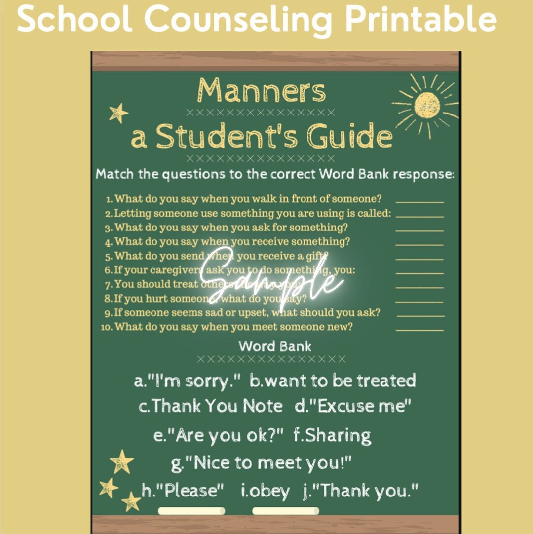 School Counseling, Manners, Manners Lesson, School Counselor, Guidance ...