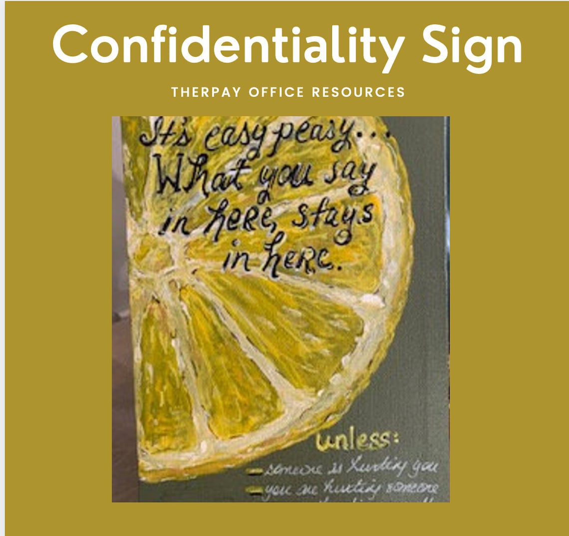 Therapy Confidentiality Sign Counselor Gift Counseling Room - Etsy