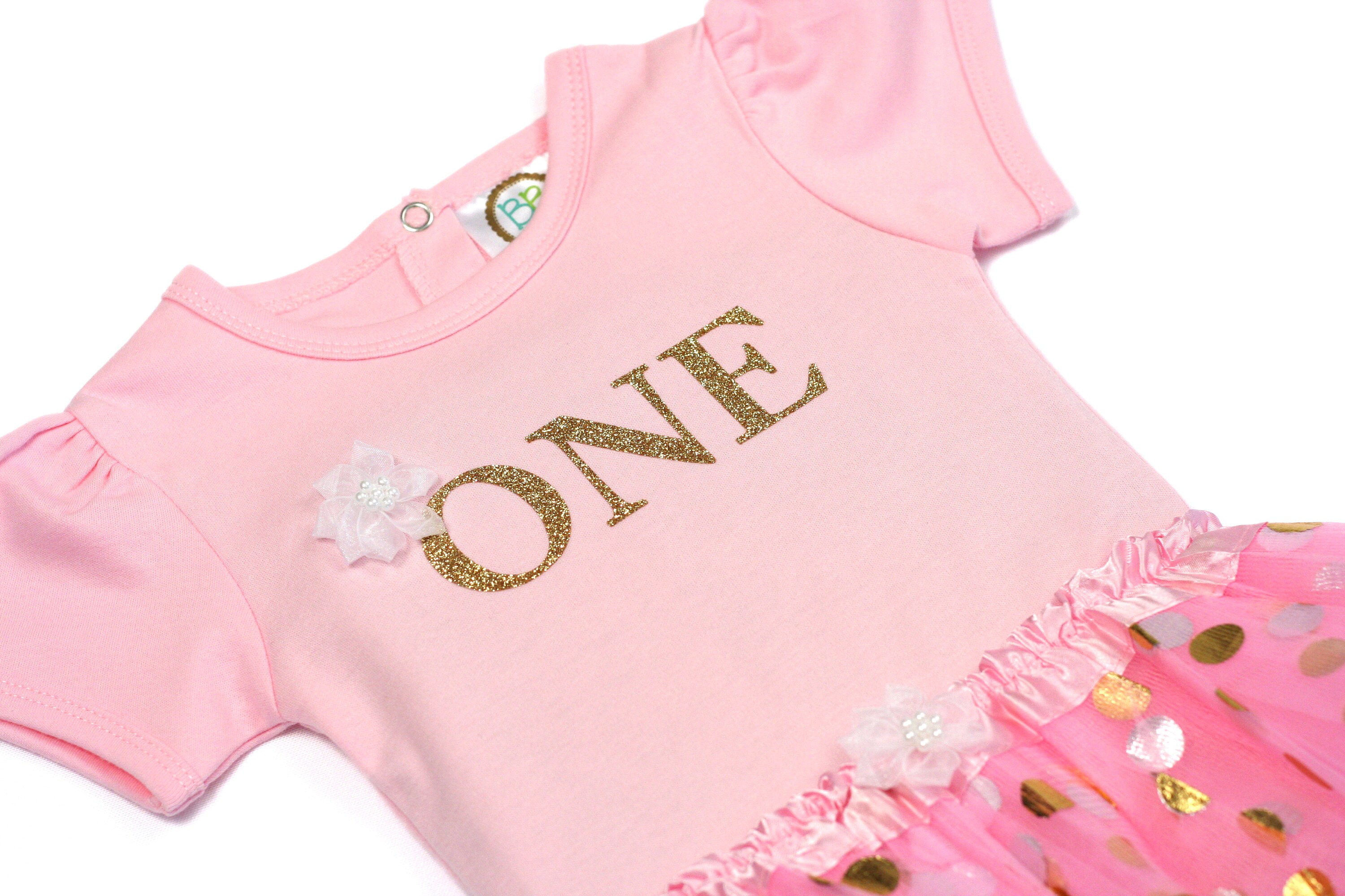 Custom order. Baby girl Pink 1st birthday bodysuit photo | Etsy