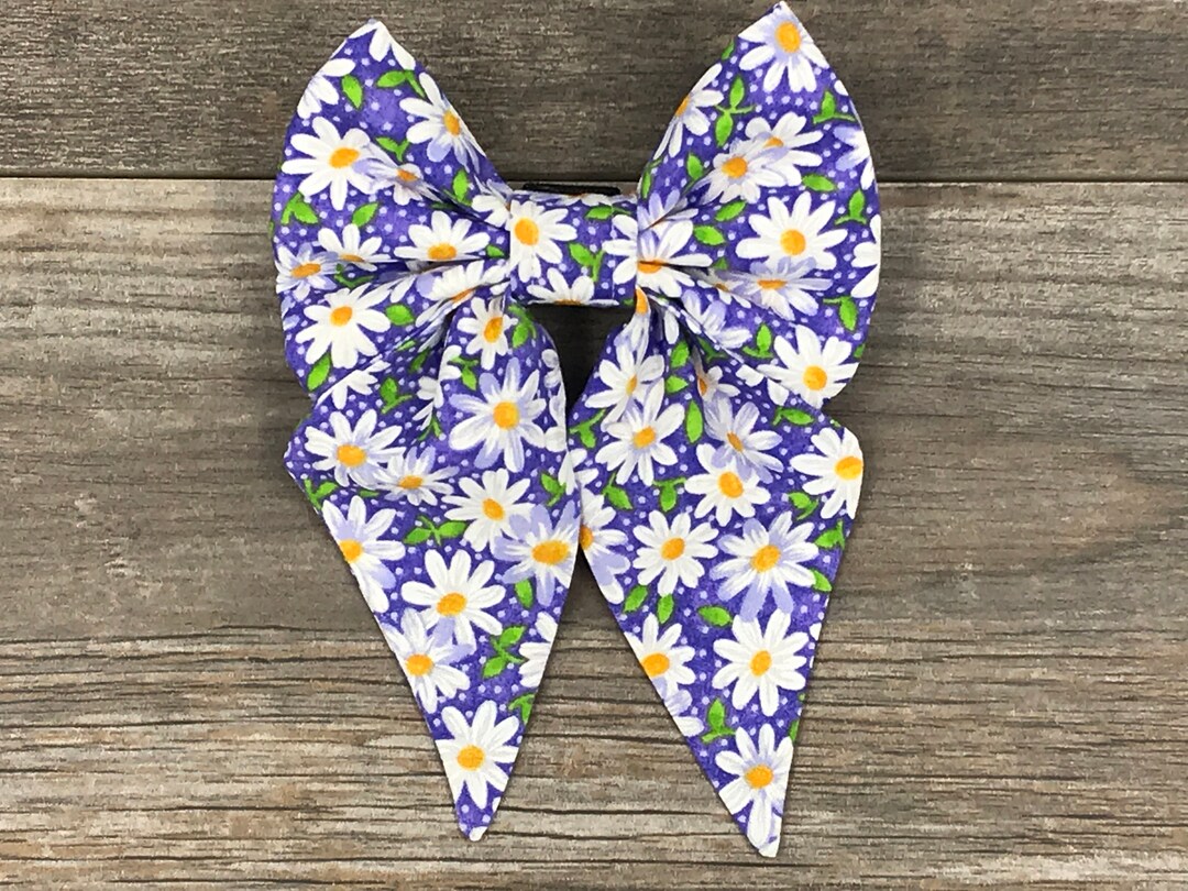 Floral Dog Collar Bow, Purple Daisy Collar Bow, Girl Dog Bow, Spring ...