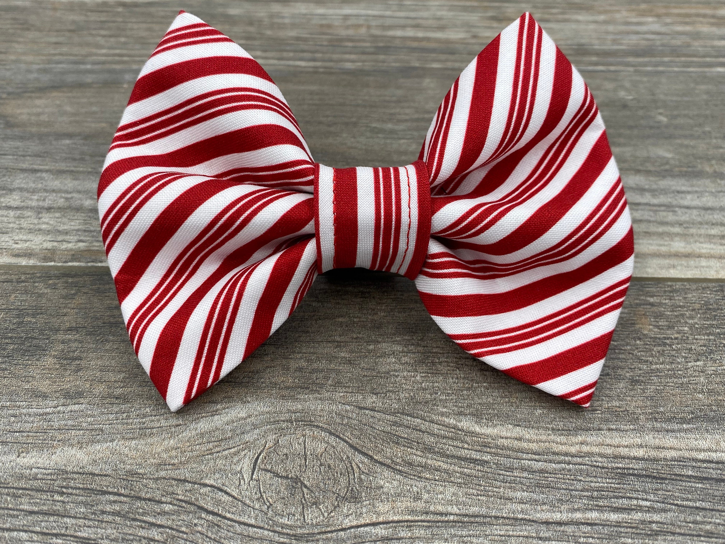 Christmas Dog Bow Tie Candy Cane Stripes Bow Tie Holiday Bow - Etsy