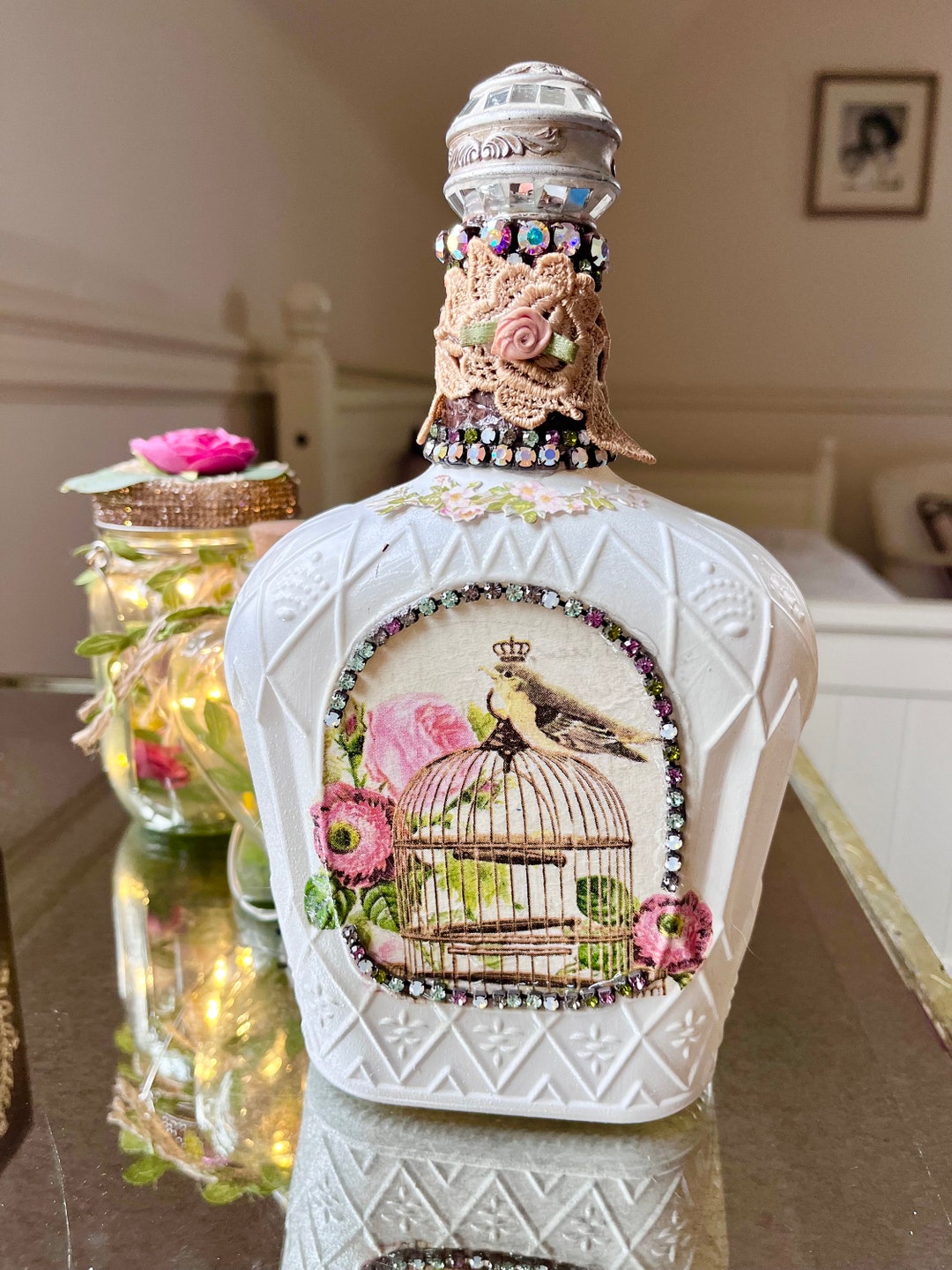 Romantic Crown Royal Bottle Adorned With Lace, Rhinestones and ...