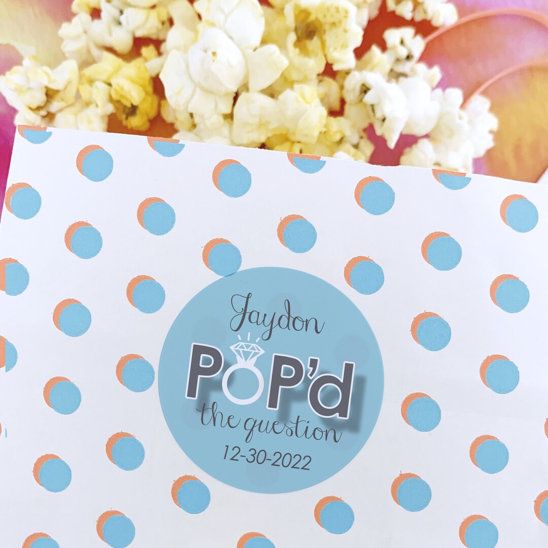 Personalized "he Popped the Question" Stickers Labels (new! With Grooms ...