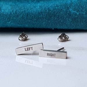 Personalised Bar Stud Earrings, Name or Phrase Engraved. Left, Right ...