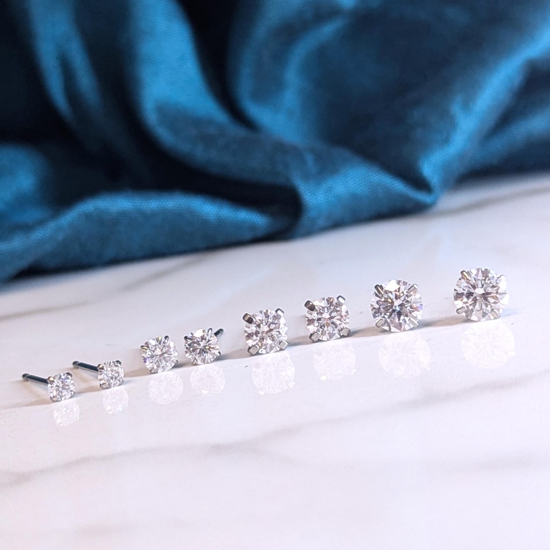 Titanium Lab Grown Diamond Stud Earrings. Solitaire Studs ...