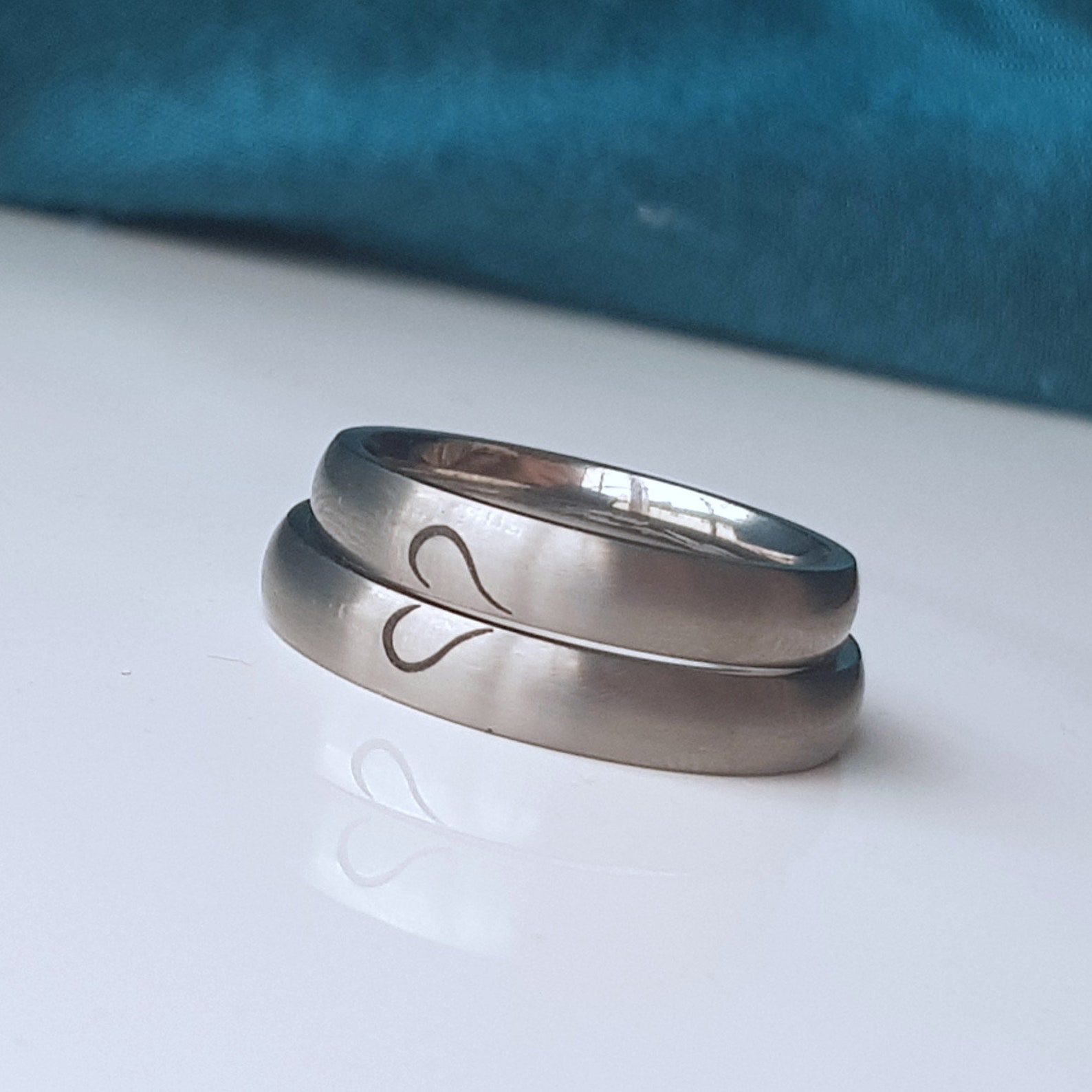 Titanium Rings Heart Engraved Laser Engraved in Fine Detail - Etsy UK