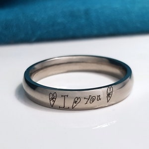 Titanium Ring Your Handwriting - Personalised Written Text Laser ...
