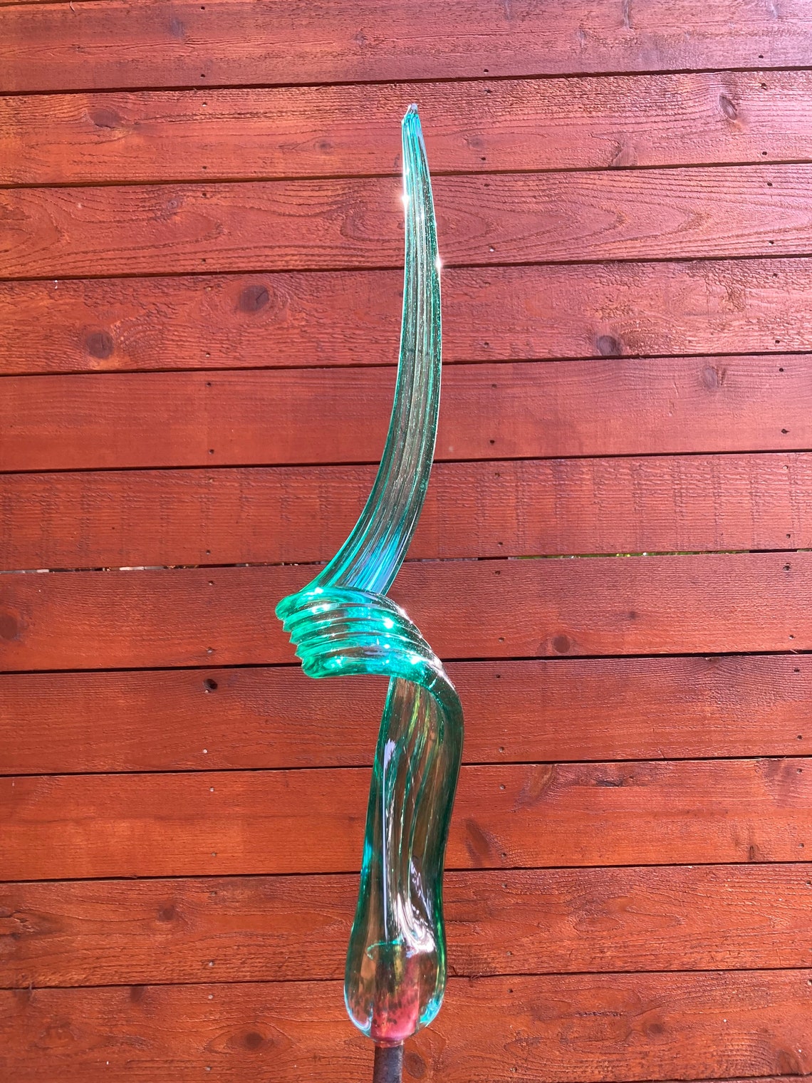 Hand Blown Glass Garden Leaf Art Handmade Teal Glass Leaf. - Etsy