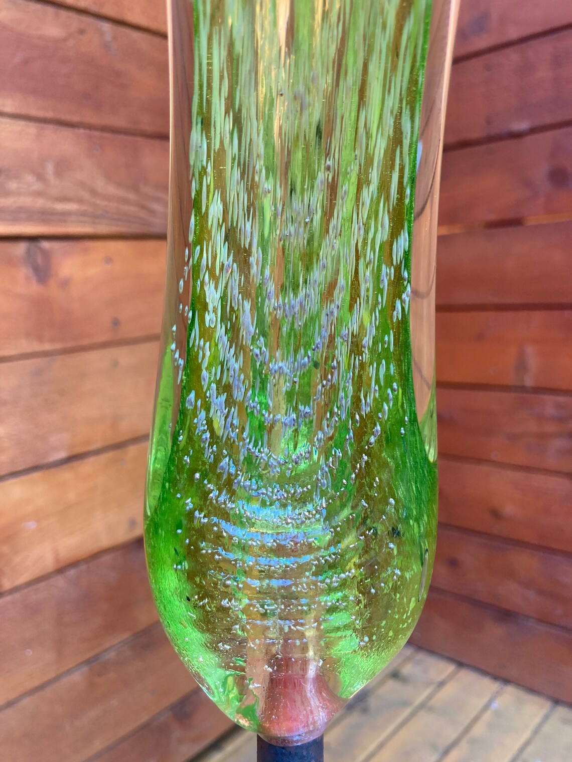 Handmade Green Glass Garden Leaves Spires. Handblown Yard Art . - Etsy