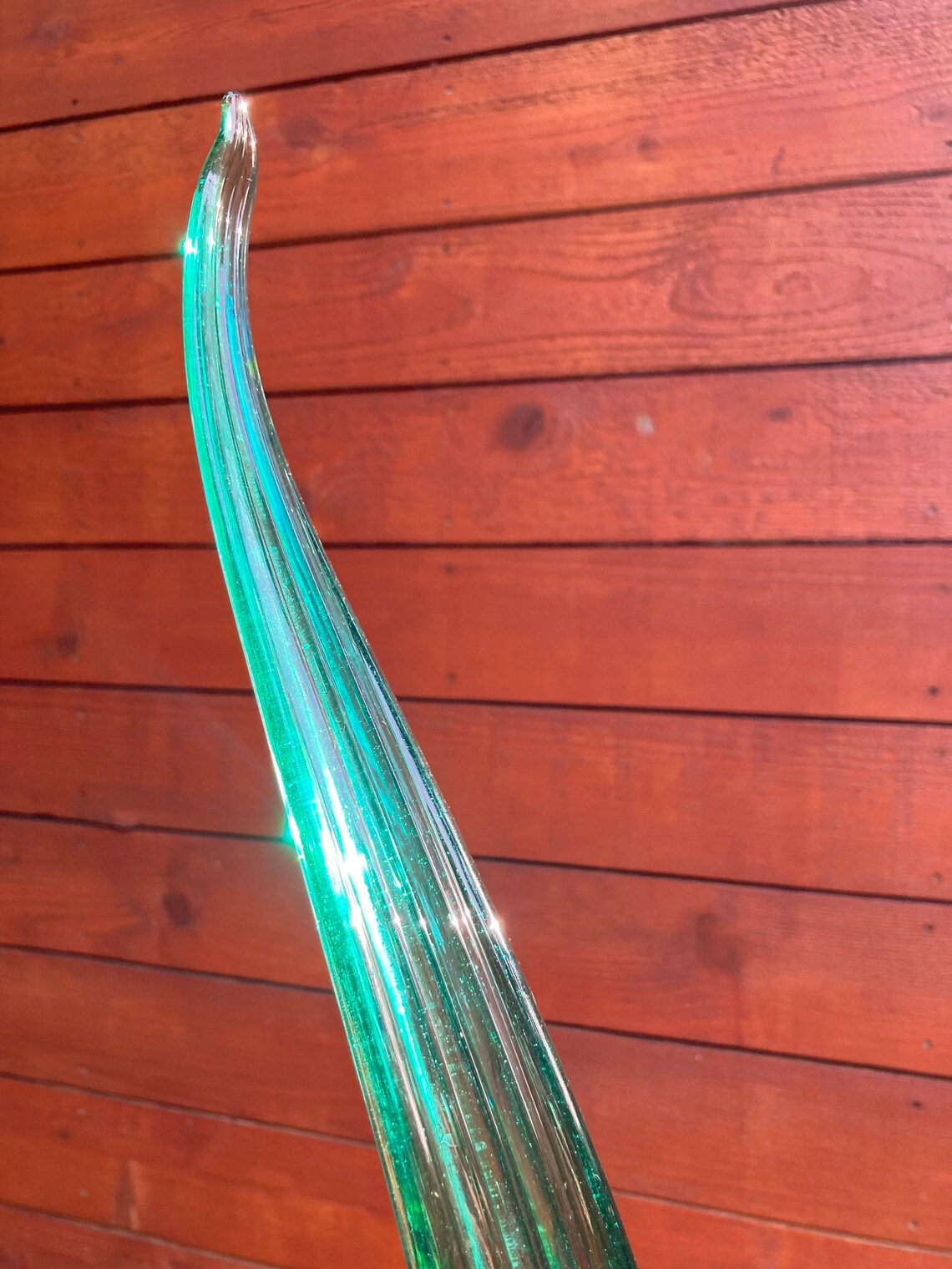 Hand Blown Glass Garden Leaf Art Handmade Teal Glass Leaf. - Etsy