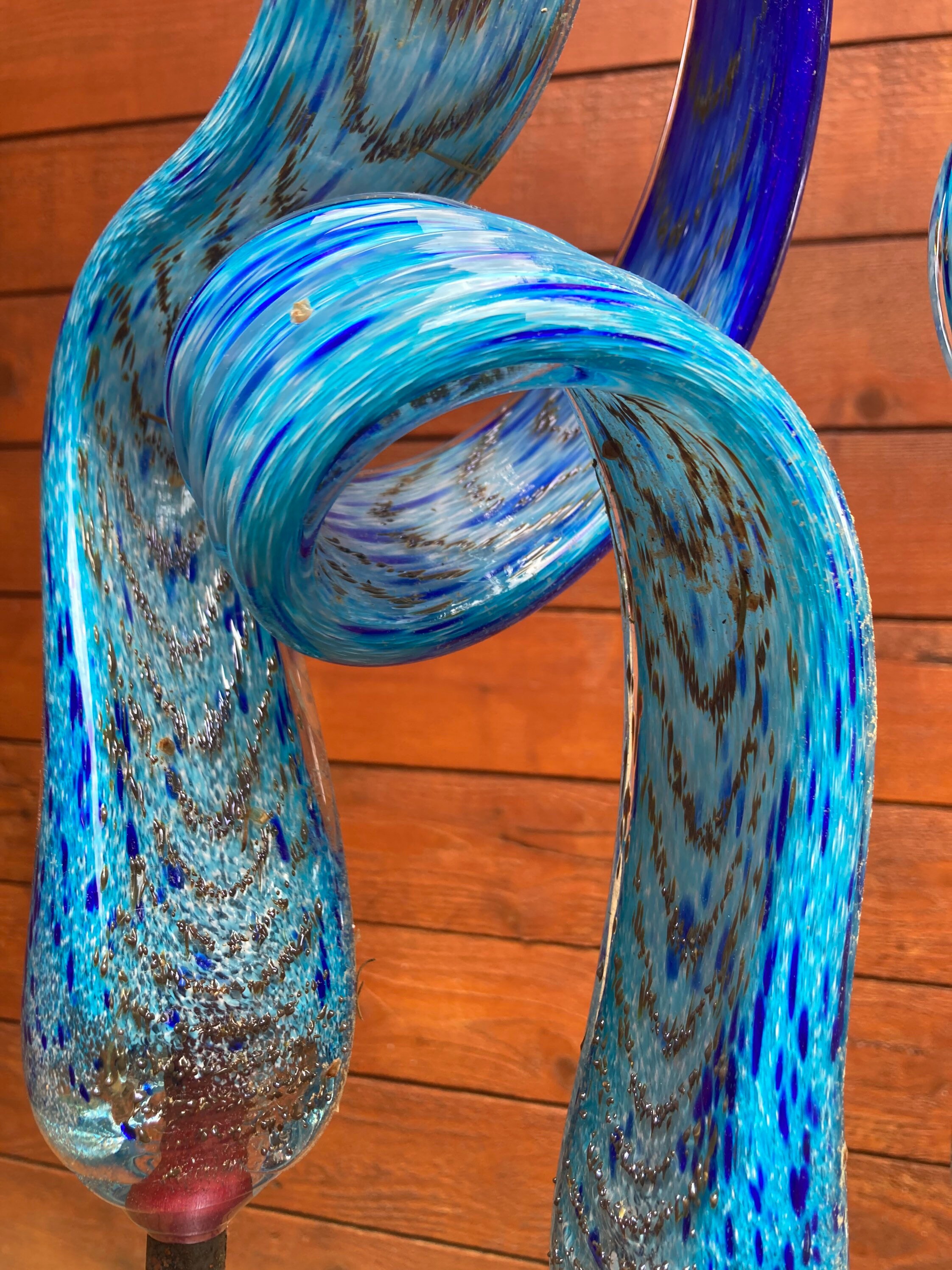 Handmade Glass Garden Art Handblown Glass Leaves Aqua and - Etsy