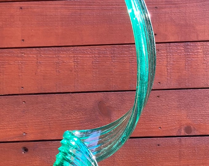 Hand Blown Glass Garden Leaf Art Handmade Teal Glass Leaf. - Etsy