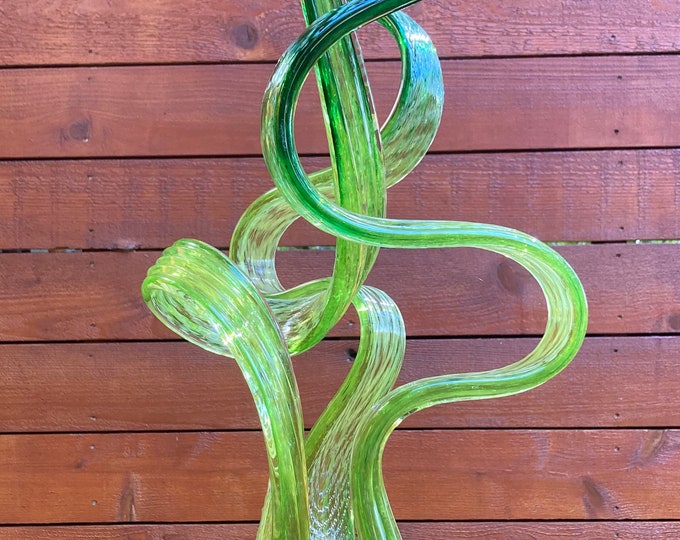 Handmade Green Glass Garden Leaves Spires. Handblown Yard Art . - Etsy