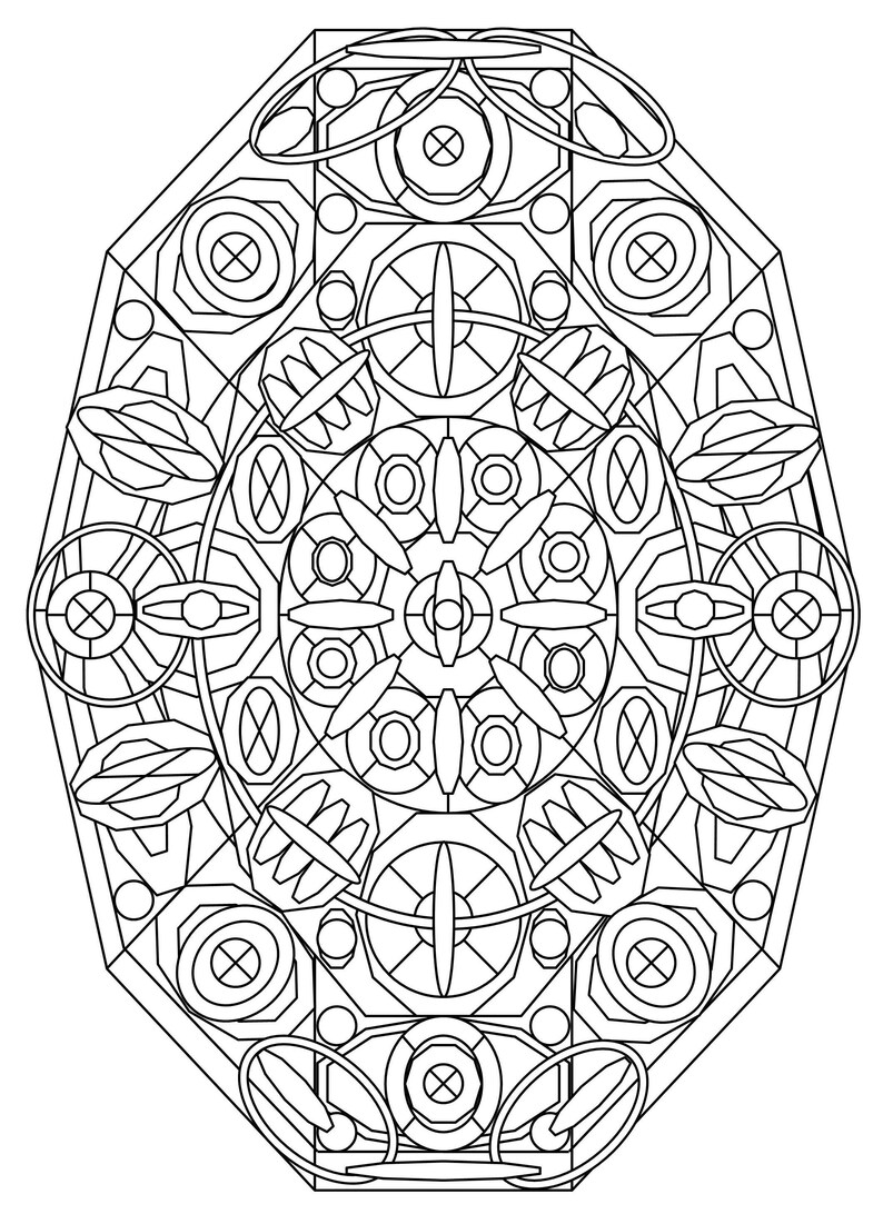 Adult Coloring Page Instant Download, Decagon With Patterns, Fun ...