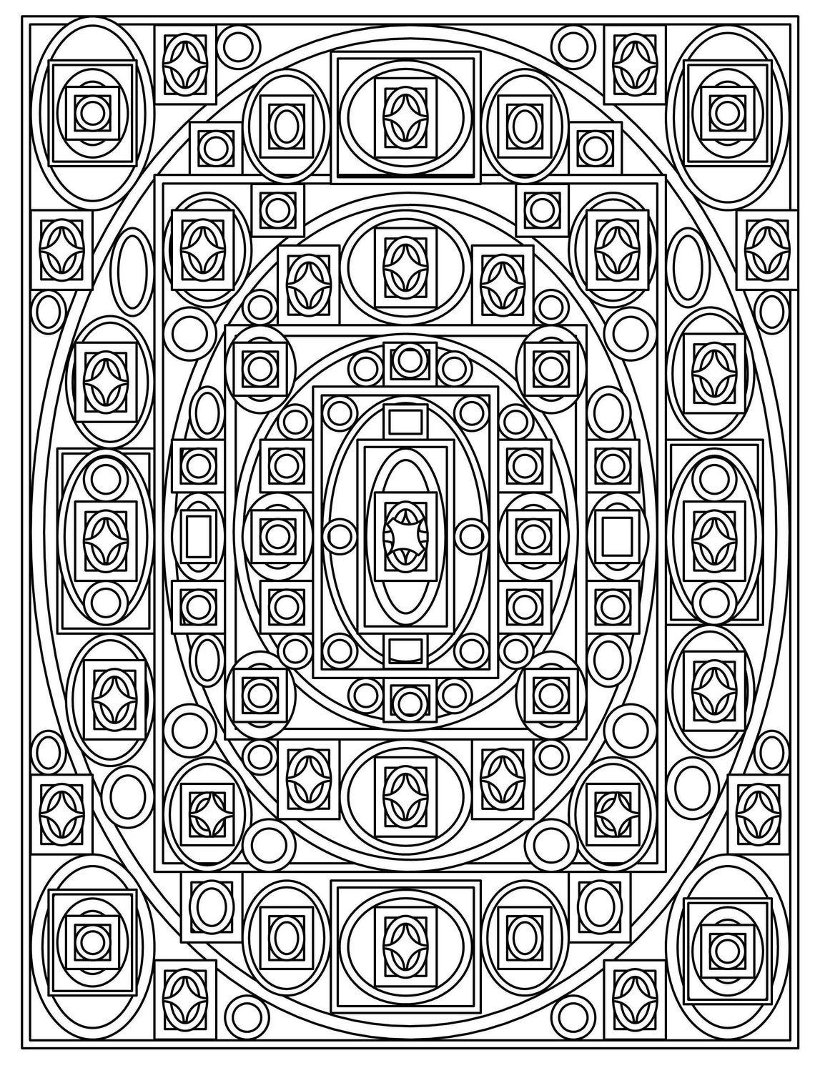 Circles and Squares,adult Coloring Page Instant Download, Fun Shapes ...