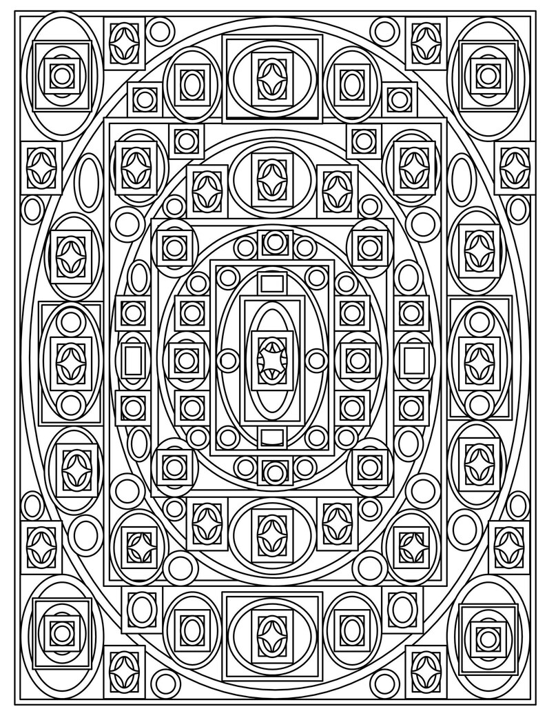 Circles and Squares,adult Coloring Page Instant Download, Fun Shapes ...