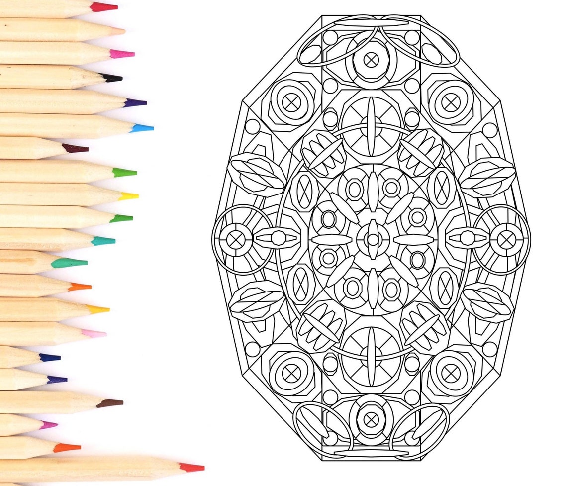 Adult Coloring Page Instant Download, Decagon With Patterns, Fun ...