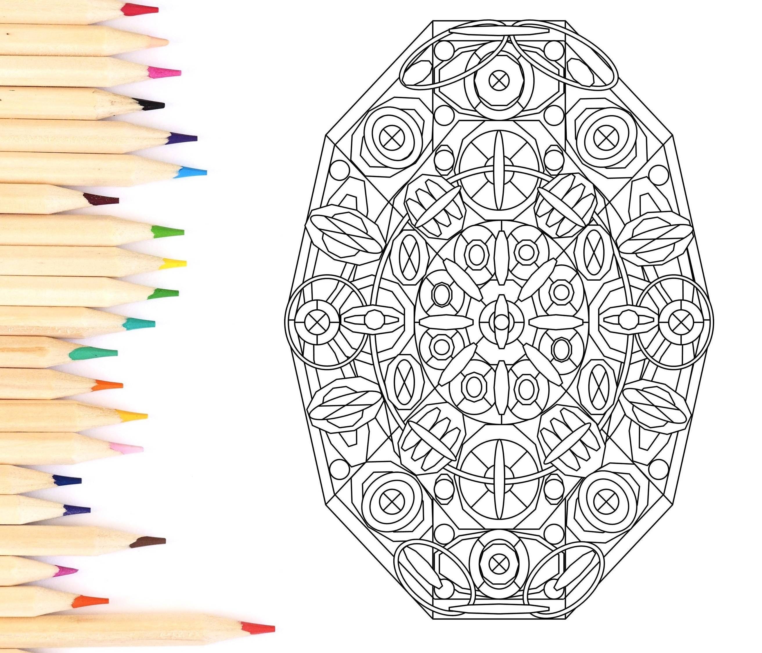 Adult Coloring Page Instant Download, Decagon With Patterns, Fun ...