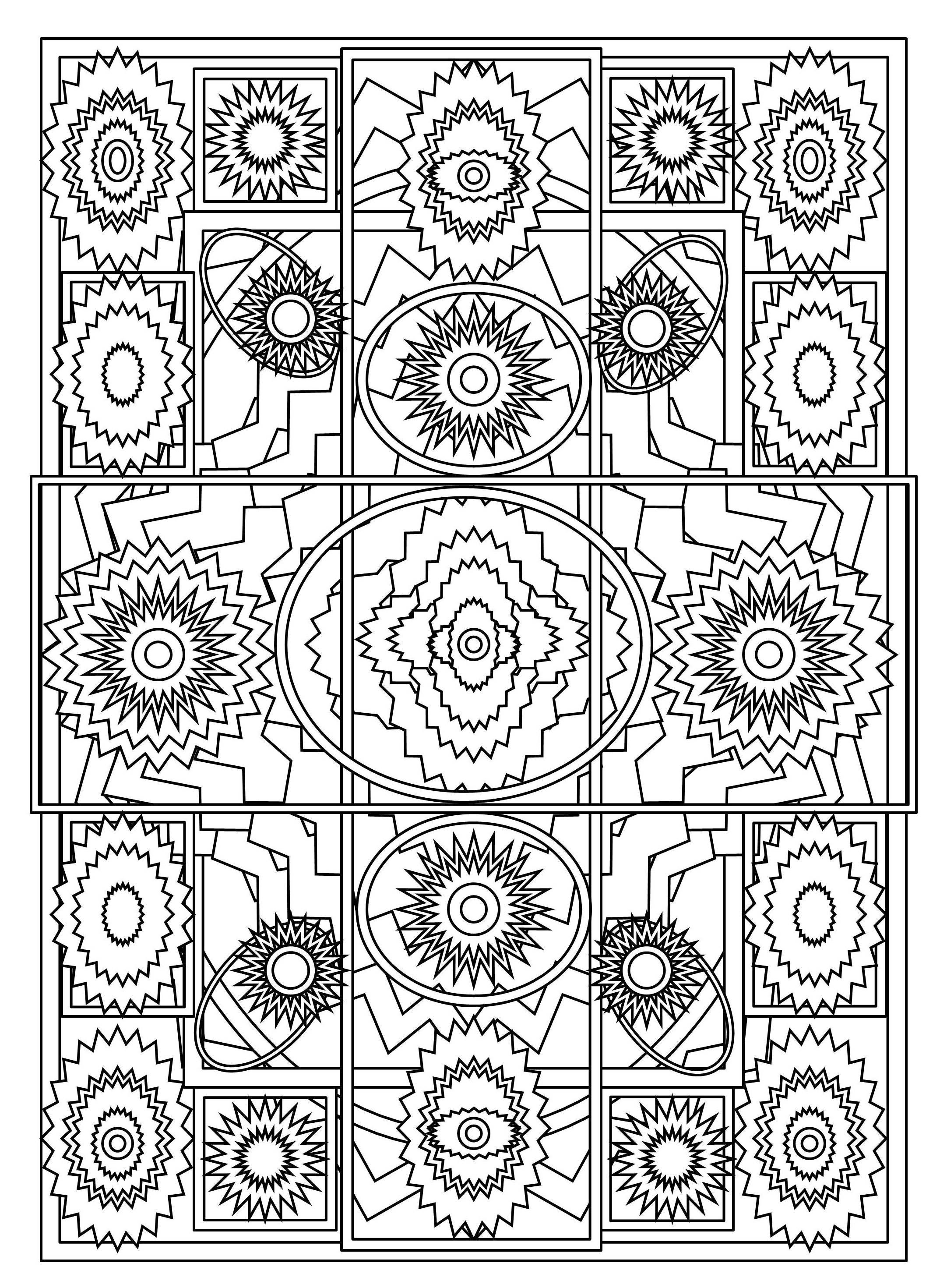 Adult Coloring Page Instant Download, Kaleidoscope, Coloring Geometric ...