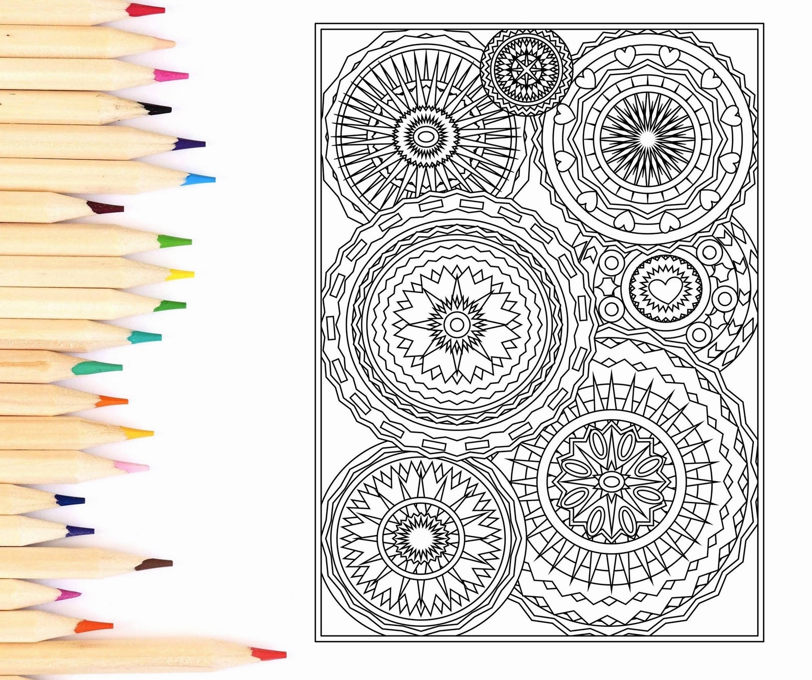 Meeting of Circles,adult Coloring Page Instant Download, Fun Shapes and ...