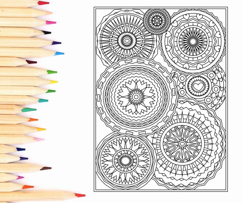 Meeting of Circles,adult Coloring Page Instant Download, Fun Shapes and ...