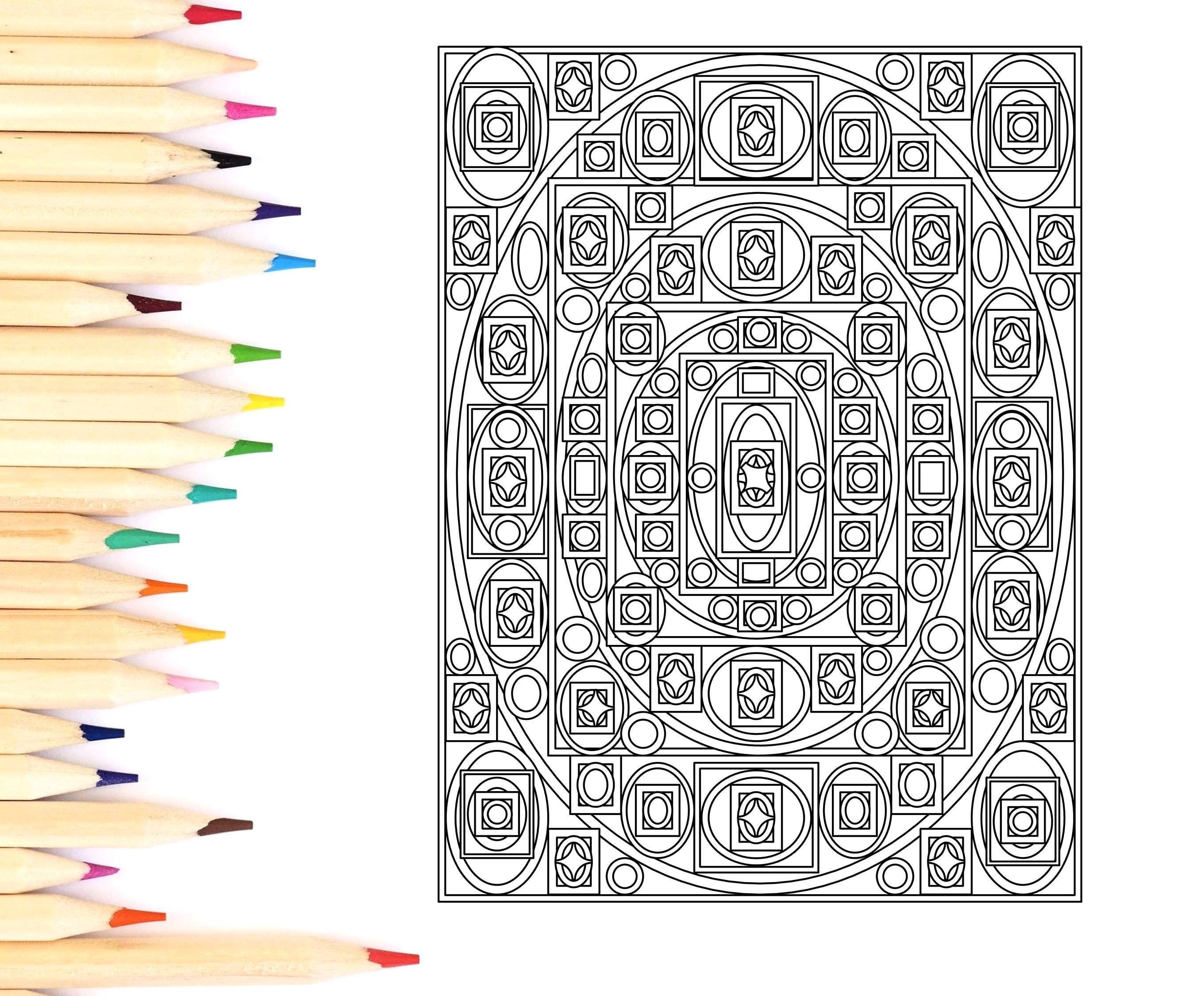 Circles and Squares,adult Coloring Page Instant Download, Fun Shapes ...