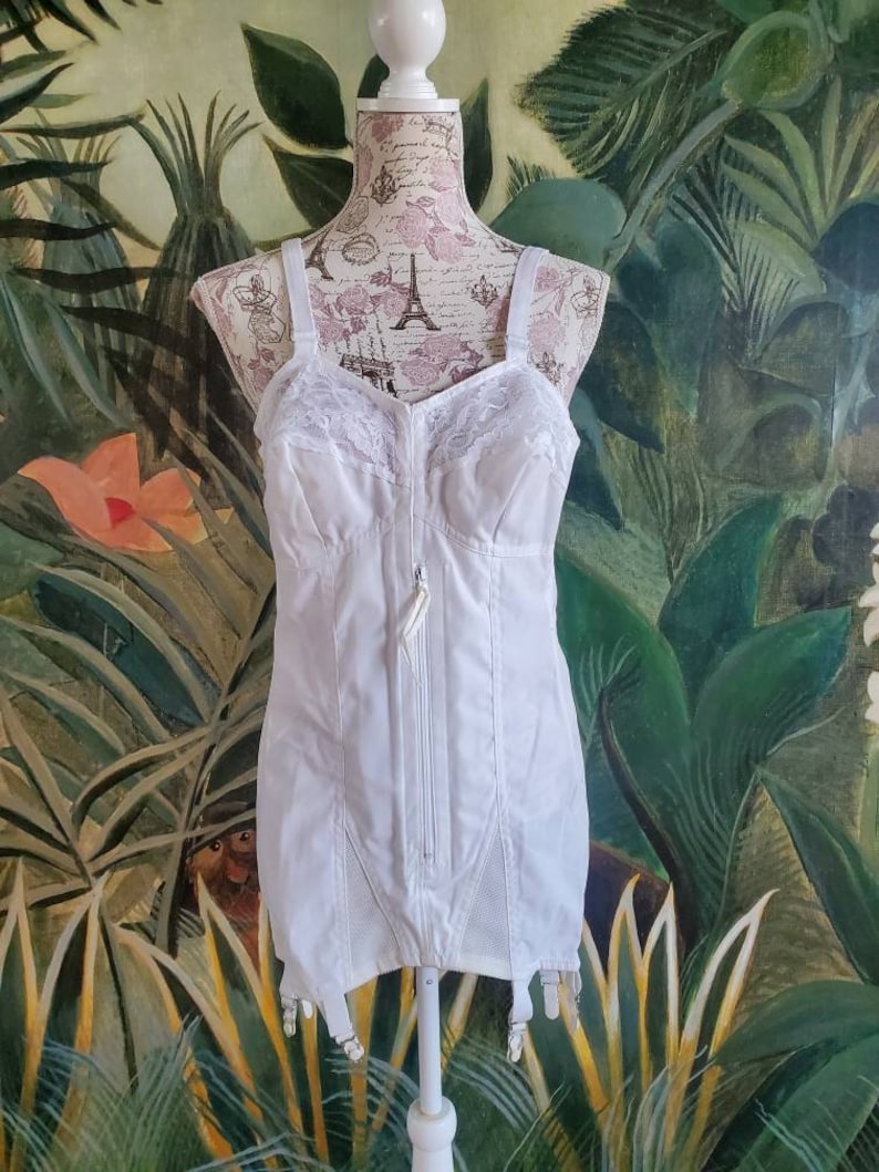 Vintage Full Body Girdle With Bra 38b Sears White Old Stock Etsy