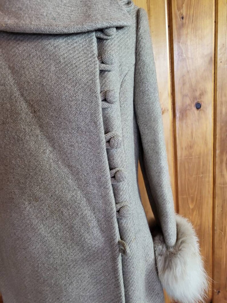 Vintage 60s Wool Coat With Side Button and Large Collar Union Made Tags ...