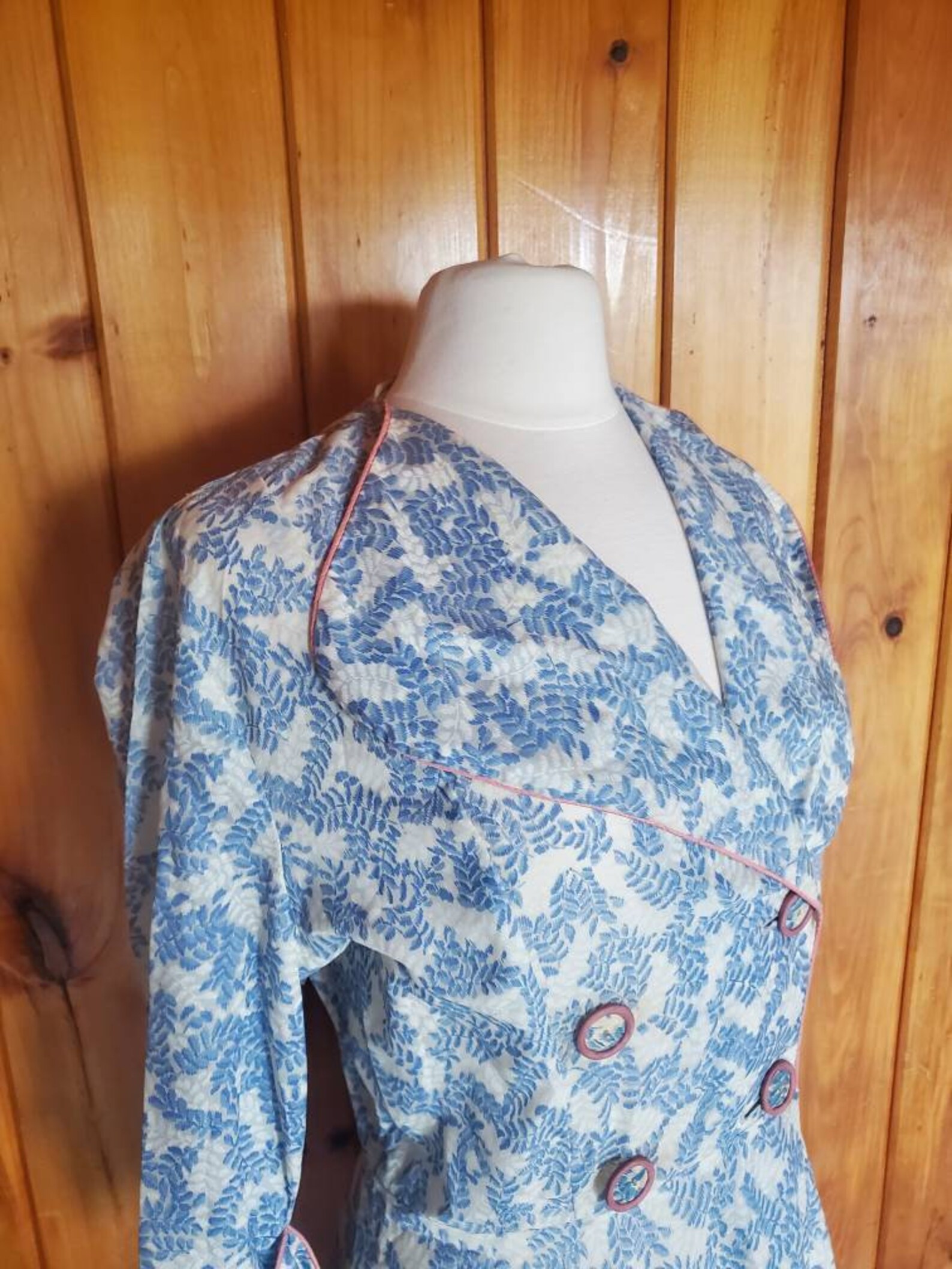 1940s Vintage Dressing Gown by Campus Girl Hostess Dress Blue - Etsy