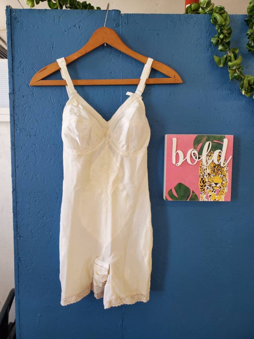Vintage All In One Girdle And Bra Bodysuit Firm Panel 34b Etsy