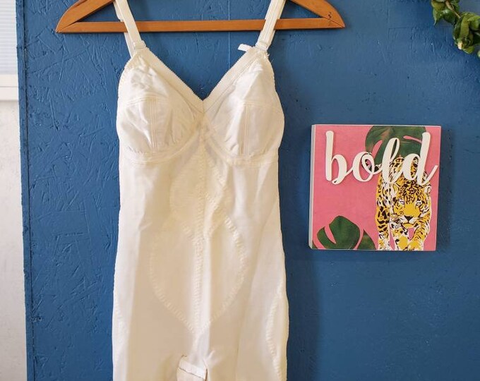 Vintage All In One Girdle And Bra Bodysuit Firm Panel 34b Lingerie Etsy