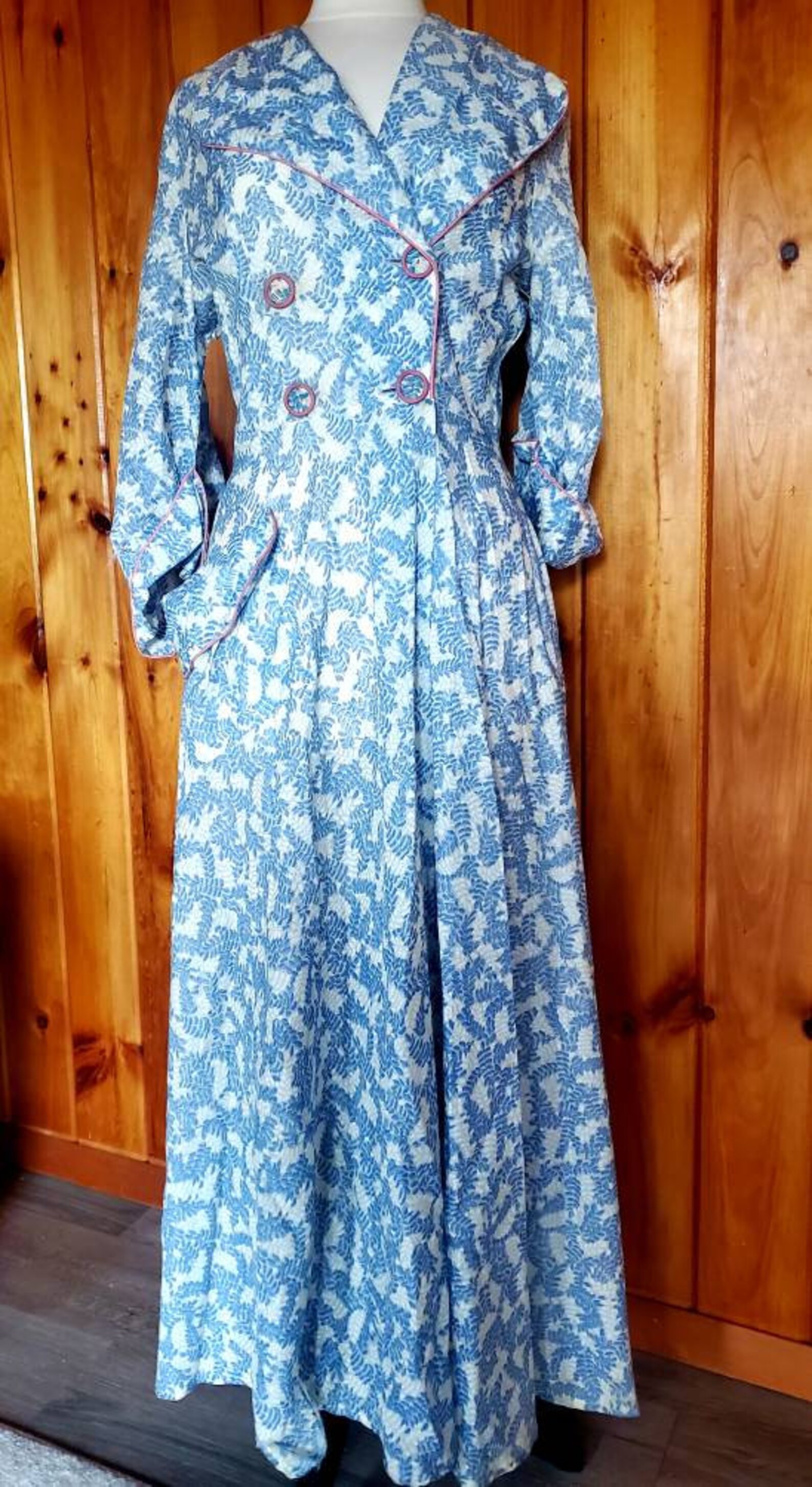 1940s Vintage Dressing Gown by Campus Girl Hostess Dress Blue - Etsy