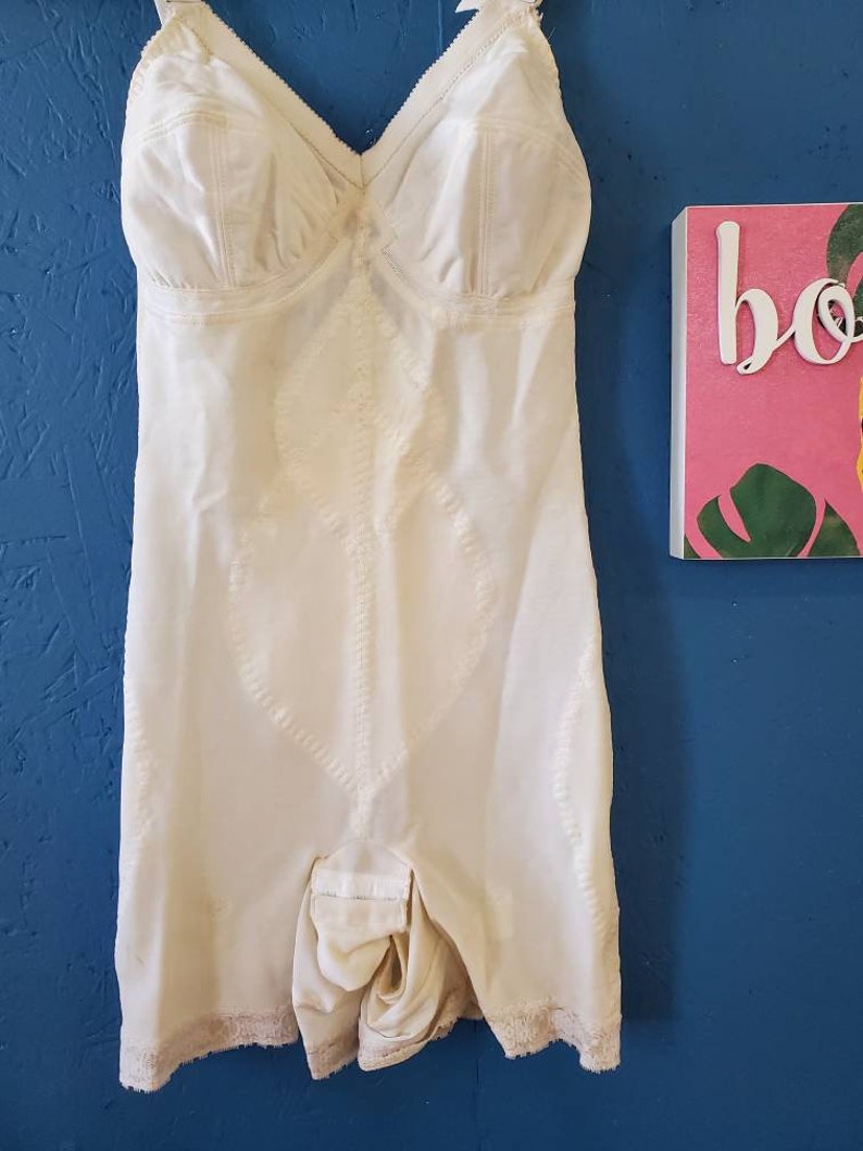 Vintage All In One Girdle And Bra Bodysuit Firm Panel 34b Etsy