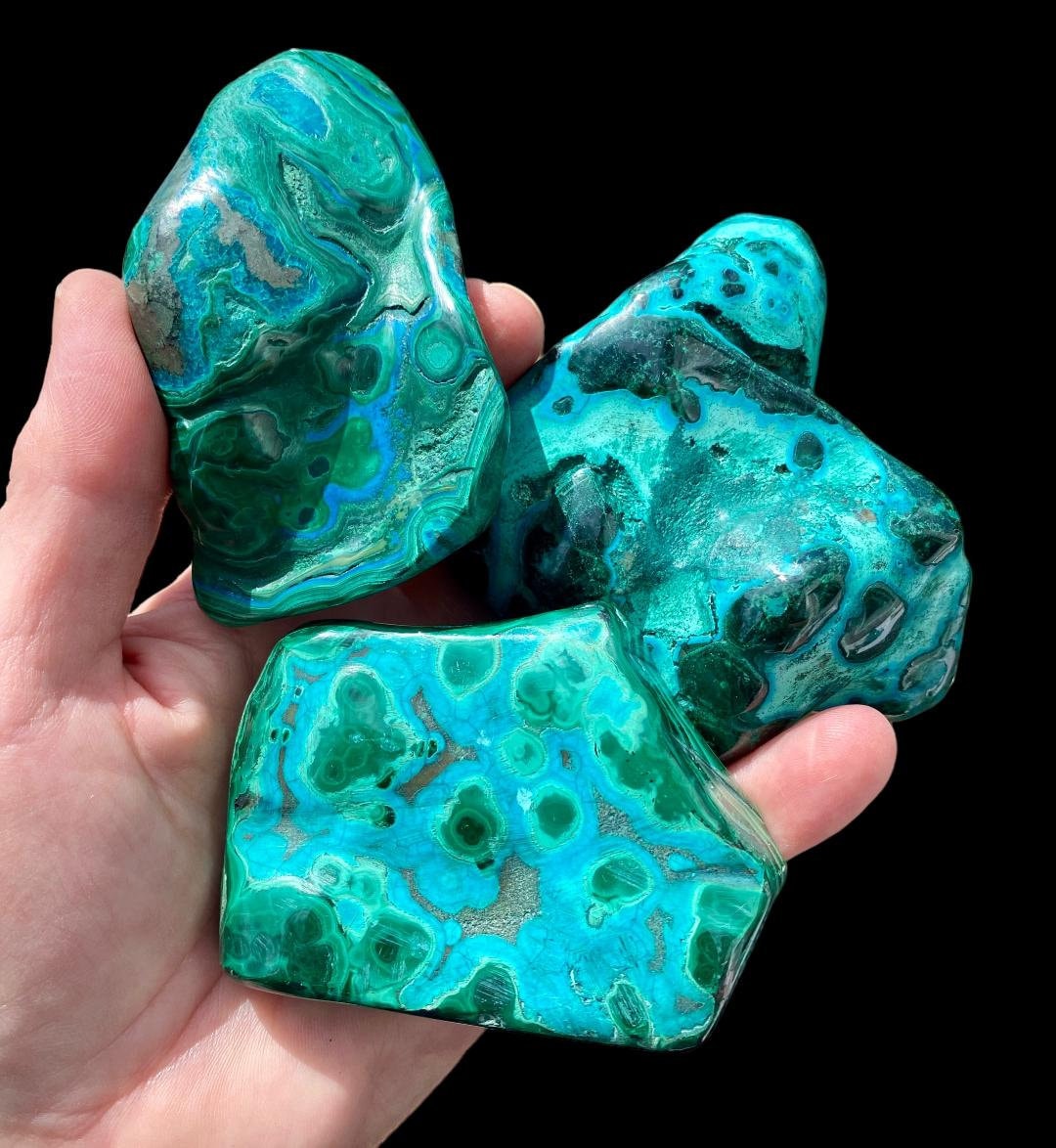 3 Botryoidal Flower CHRYSOCOLLA & MALACHITE Forms - Etsy