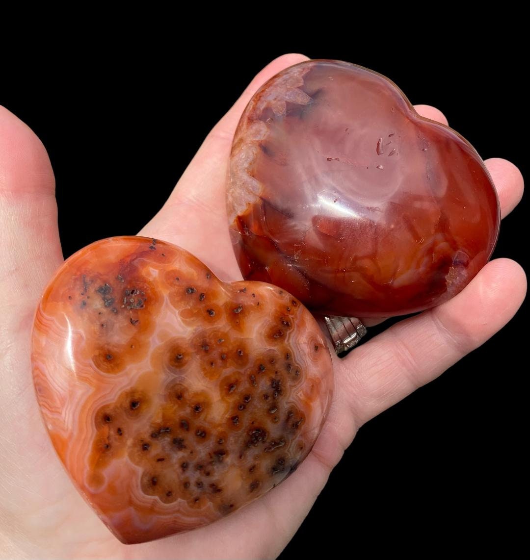 3.26 CARNELIAN FIRE Root Chakra Hearts - Etsy