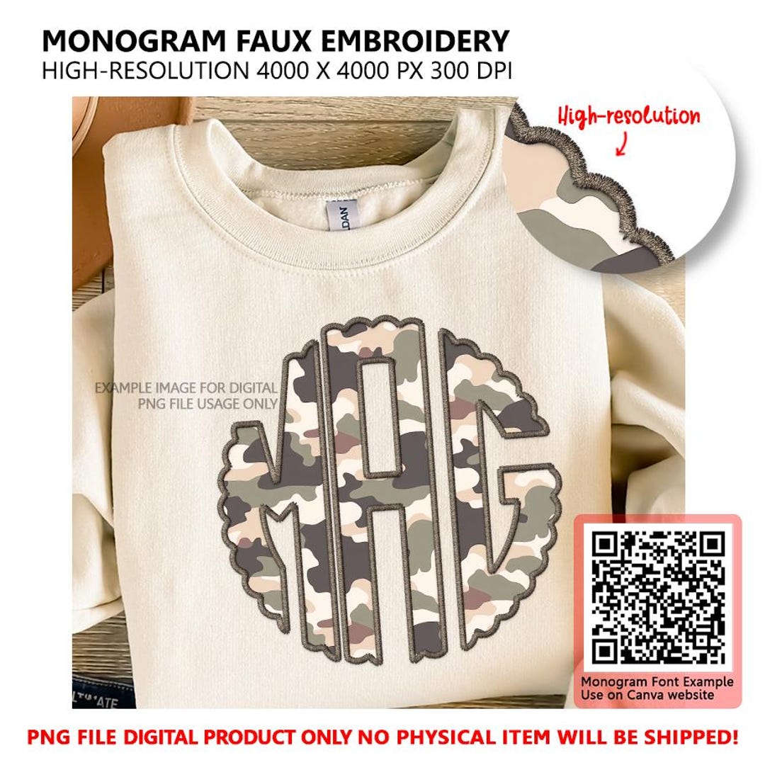 Personalized Camo Monogram Faux Embroidery Camouflage Alphabet Design ...