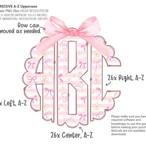 Doodle Monogram and Pink Bows - Full Alphabet Monogram PNG, Custom Name ...