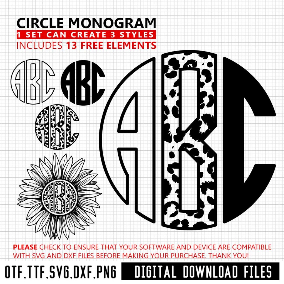 Circle Monogram Letters Font, TTF, OTF, SVG, Png Alphabet,personalized ...