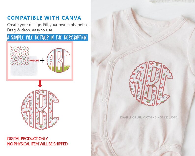 Scalloped Monogram Canva Frame Template - Customizable Sublimation Faux ...