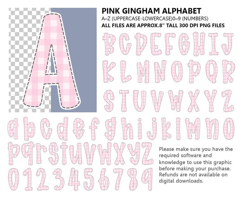 Alphabet PNG • 6 Pink Grandmillennial Styles – Gingham, Floral, Polka ...