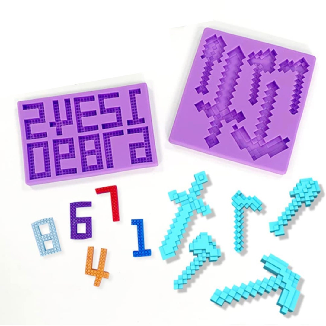 Minecraft Swords & Numbers Silicone Molds for Cake Decorating - Etsy